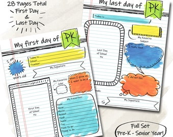 First and Last Day of School Pages, School Memory Book, School Journal ...