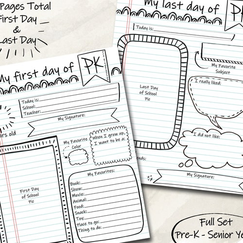 First and Last Day of School Pages School Memory Book School - Etsy