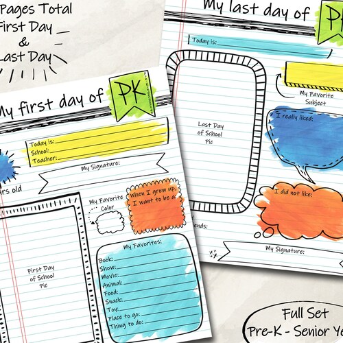 First and Last Day of School Pages School Memory Book School - Etsy