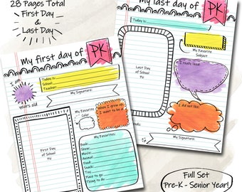First and Last Day of School Pages, School Memory Book, School Journal ...
