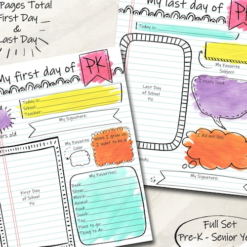 First and Last Day of School Pages School Memory Book School - Etsy