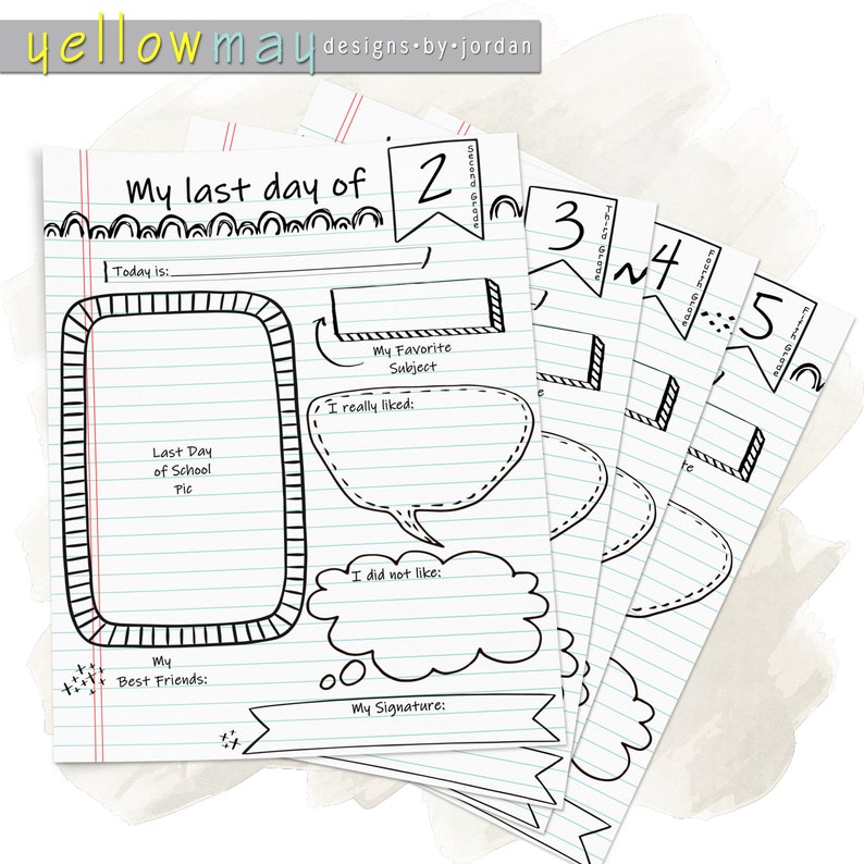 First and Last Day of School Pages, School Memory Book, School Journal ...