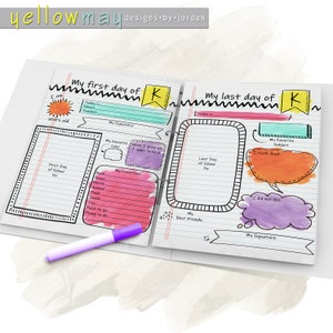 Girl First and Last Day of School Pages, School Memory Book, First Day ...