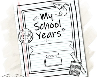 Colored Cover Page for School Memory Book, School Journal, First Day of ...