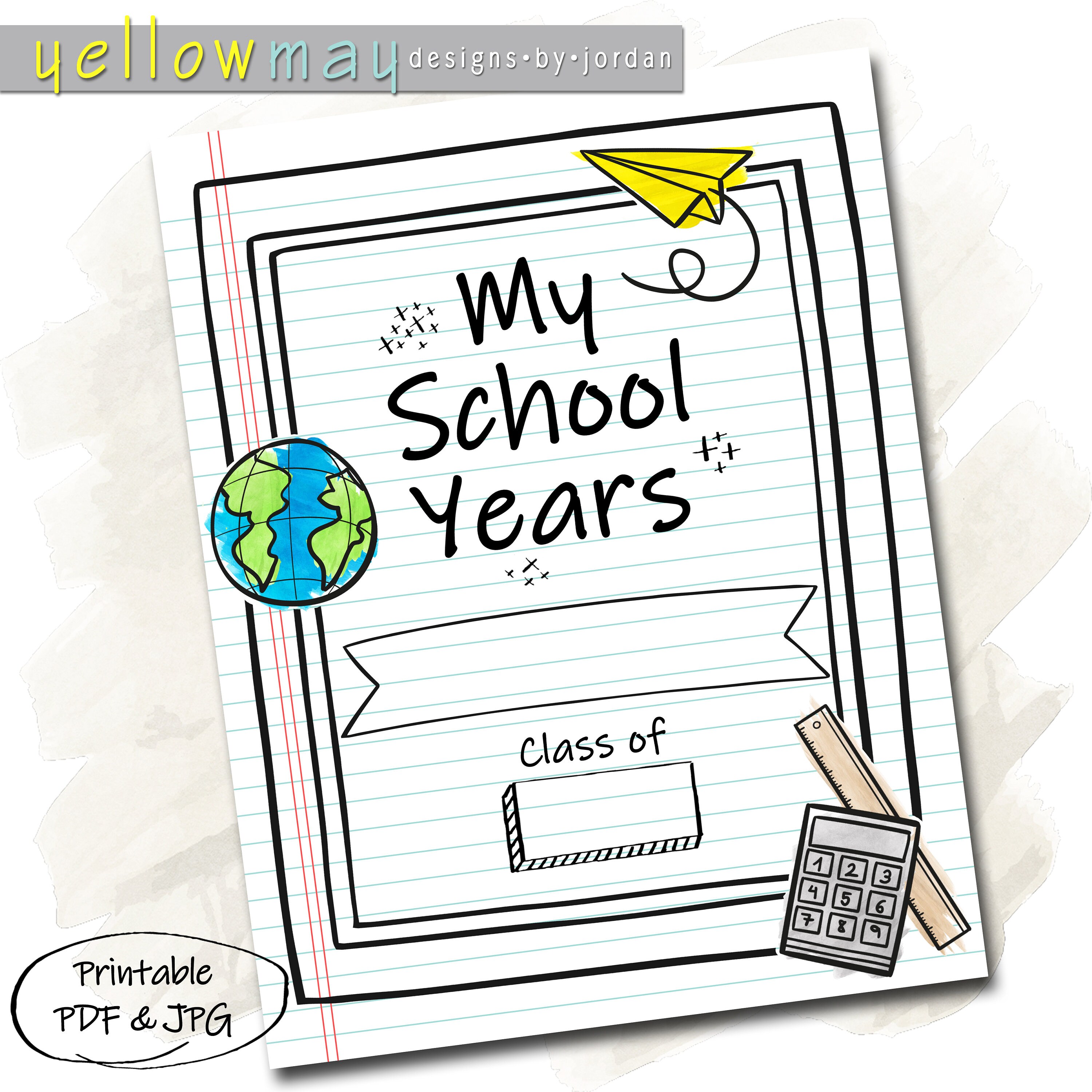 Colored Cover Page for School Memory Book, School Journal, First Day of ...