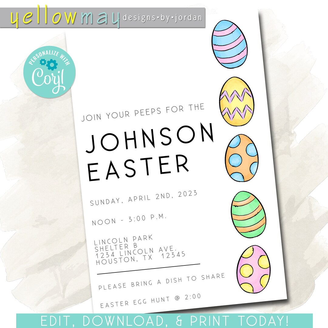 EDITABLE Easter Invitation, Easter Egg Hunt, Party With Your Peeps ...
