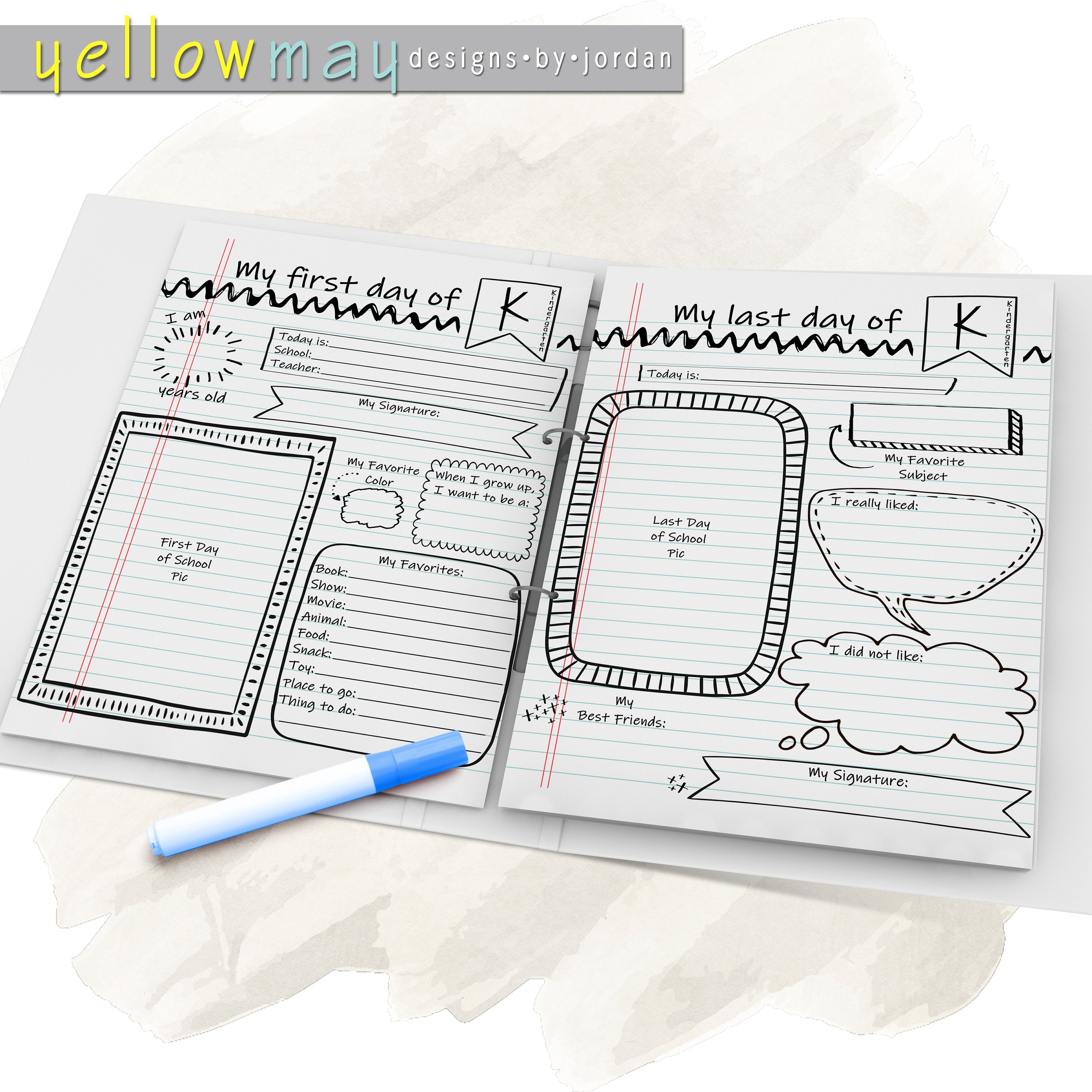 First and Last Day of School Pages, School Memory Book, School Journal ...
