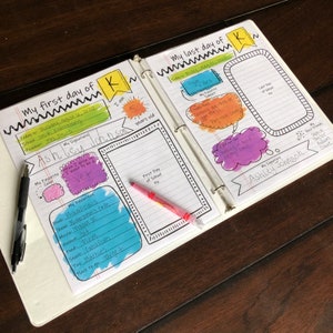 Girl First and Last Day of School Pages, School Memory Book, First Day ...