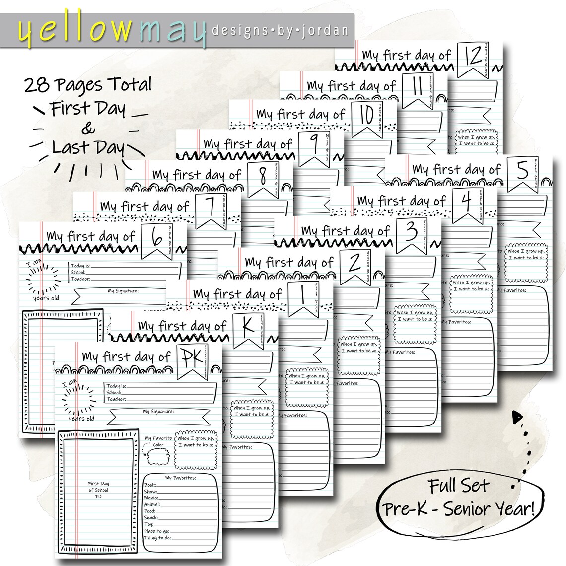 First and Last Day of School Pages, School Memory Book, School Journal ...