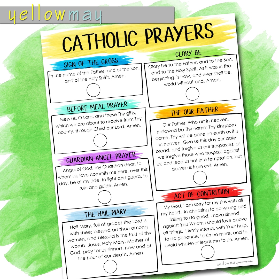 Catholic Prayers Checklist, Catholic Prayers for Kids, Religious Ed ...