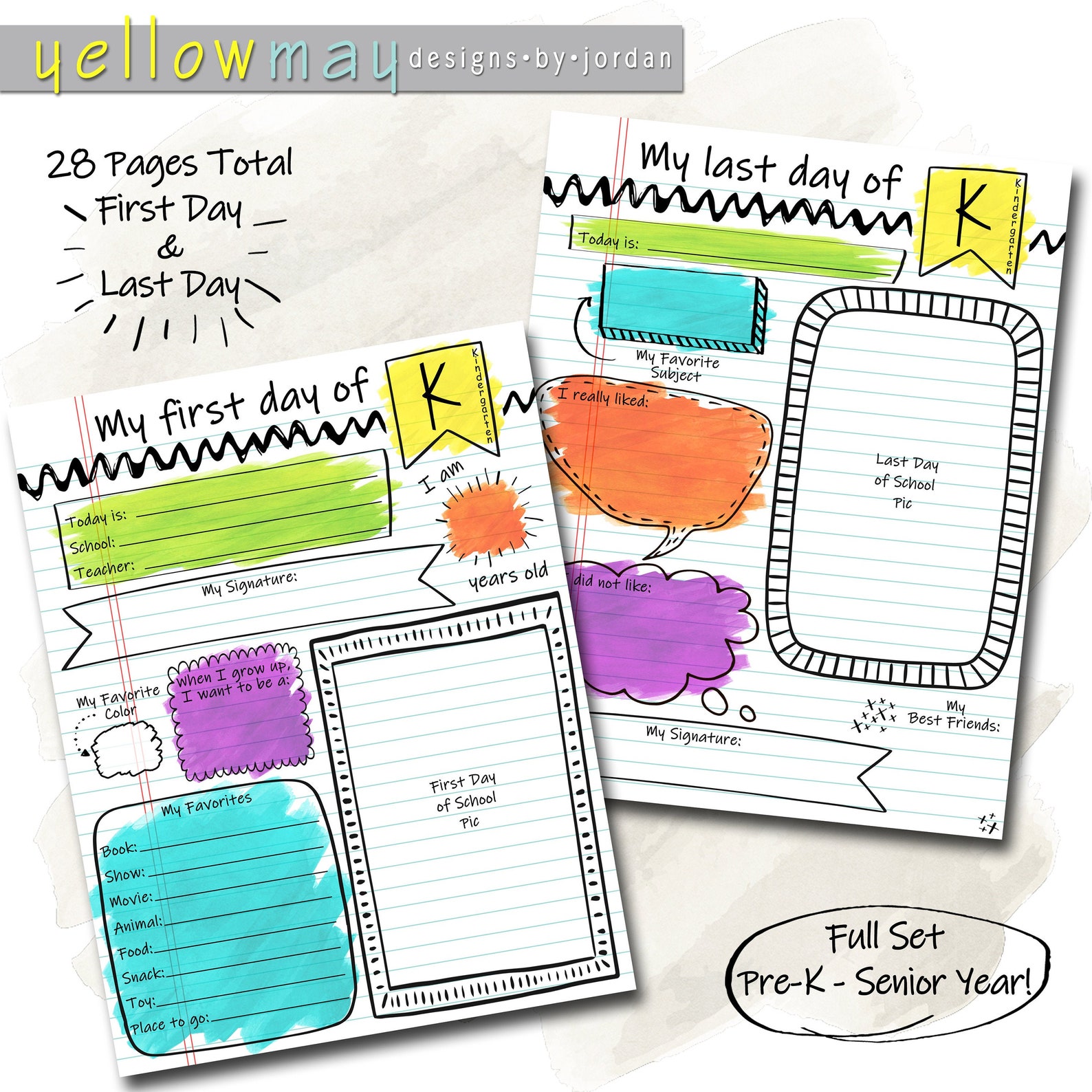 First and Last Day of School Pages School Memory Book School | Etsy