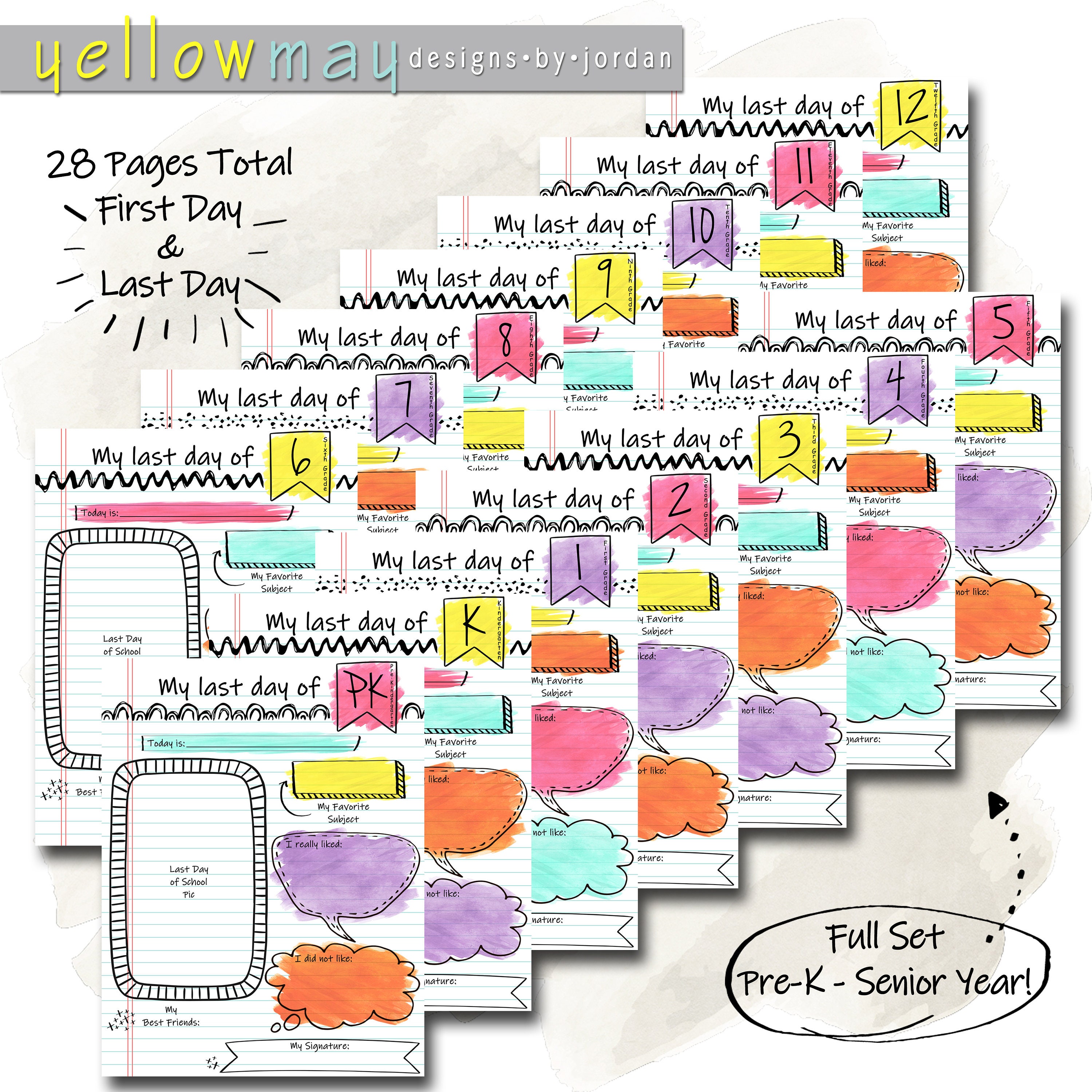 Girl First and Last Day of School Pages School Memory Book - Etsy