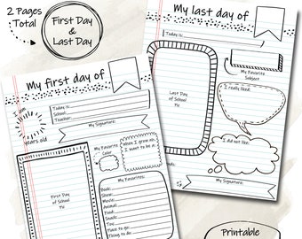 DIGITAL FIRST and LAST Day of School Pages, Back to School Memory Book ...