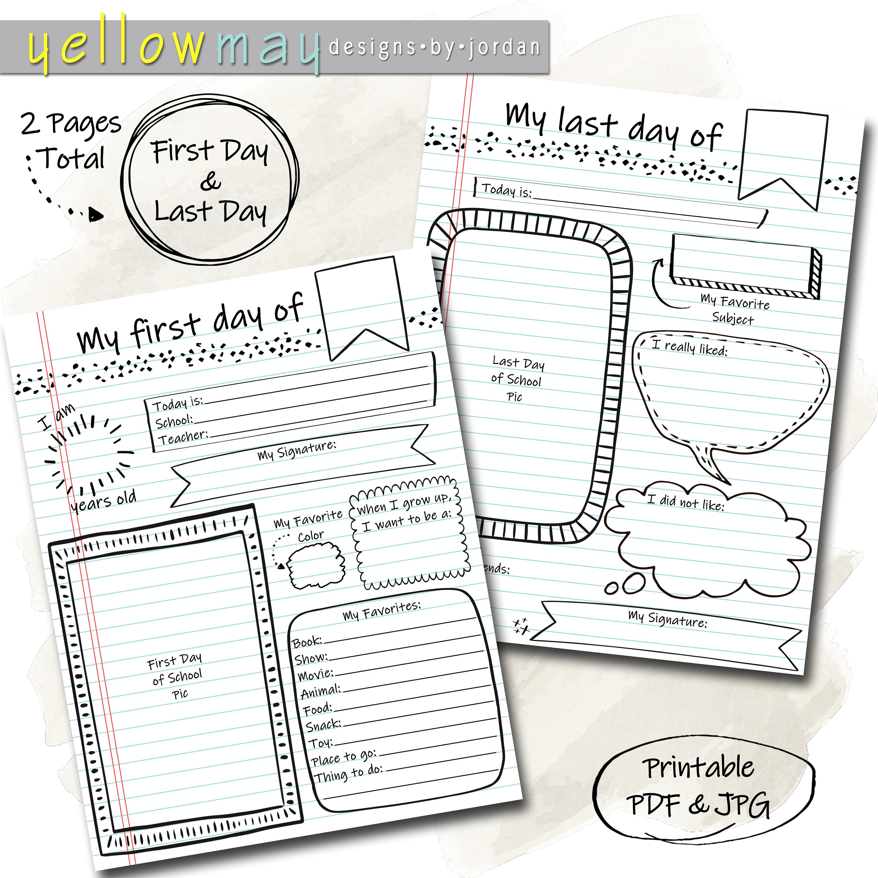 Dots First and Last Day of School Pages, School Memory Book, School ...