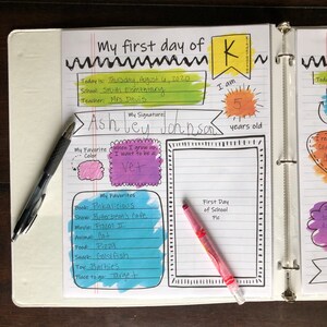 Girl First and Last Day of School Pages, School Memory Book, First Day ...