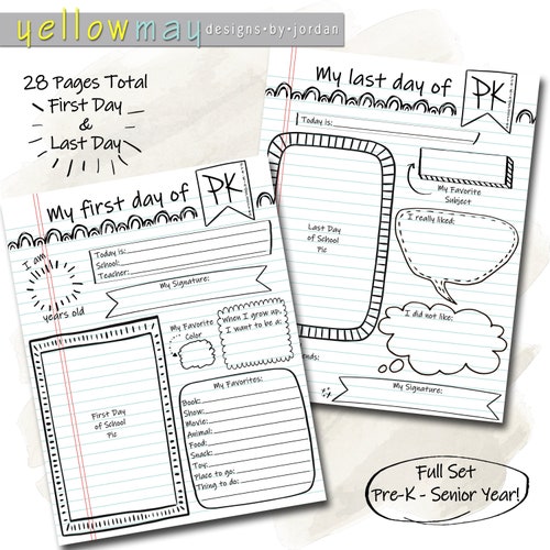 First and Last Day of School Pages School Memory Book School - Etsy