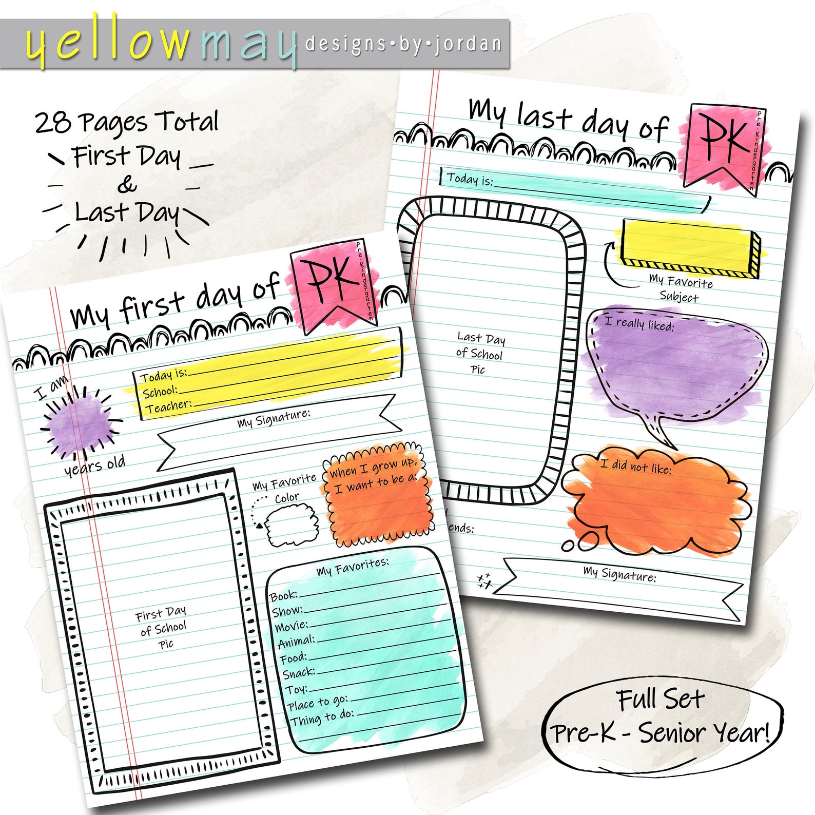 Girl First and Last Day of School Pages School Memory Book - Etsy