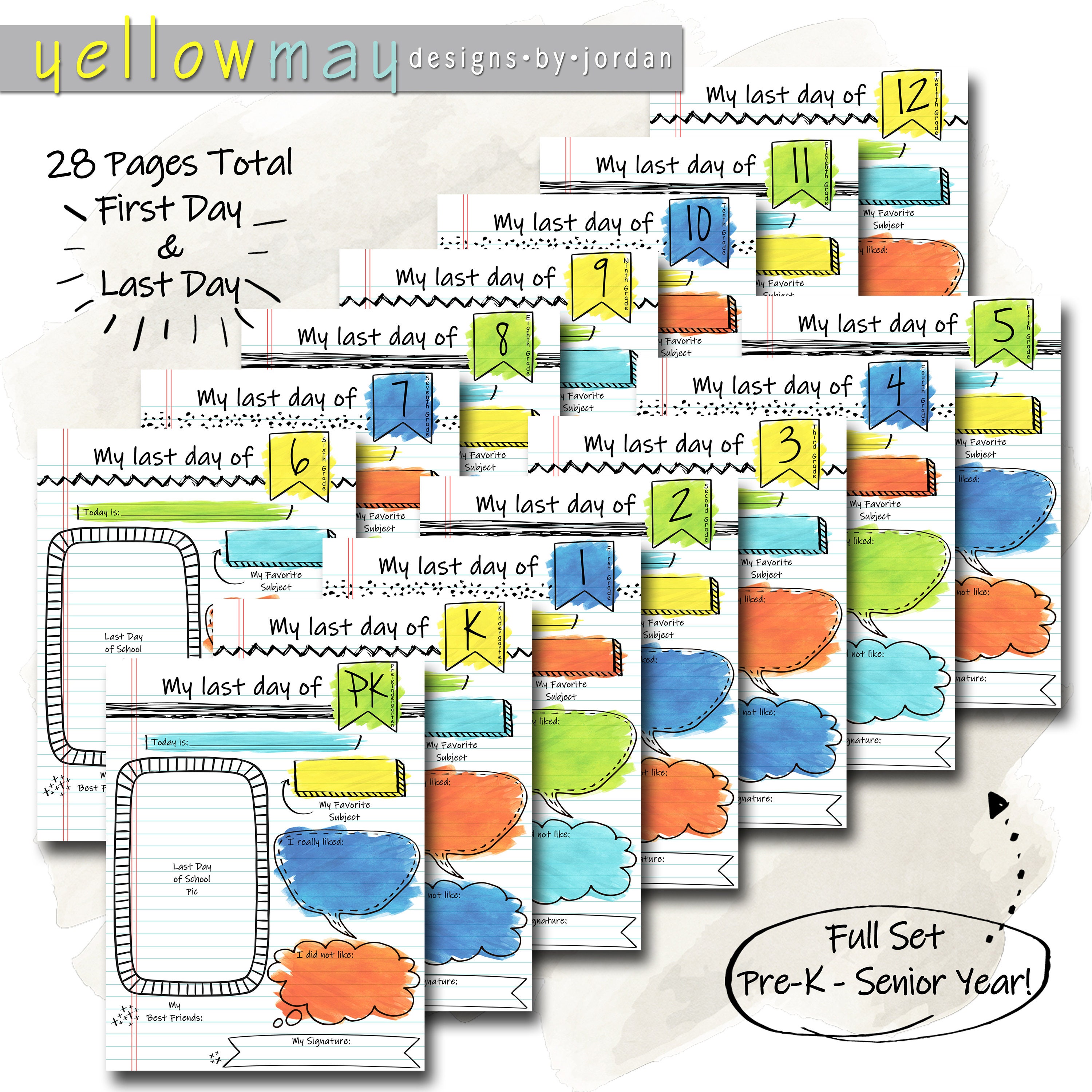 Boy First and Last Day of School Pages, School Memory Book, First Day ...