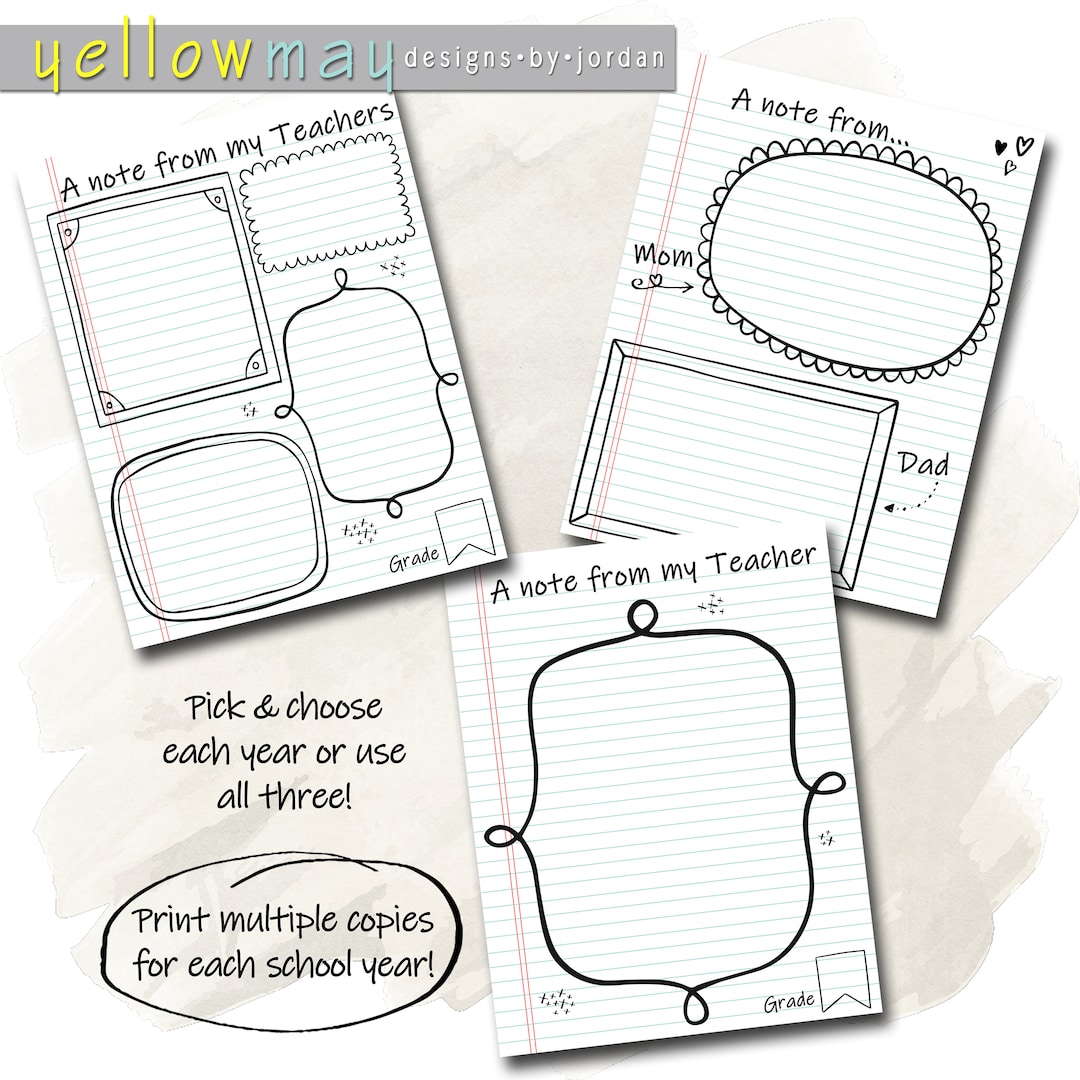 Notes From Teacher, Notes From Mom and Dad, School Memory Book, School ...