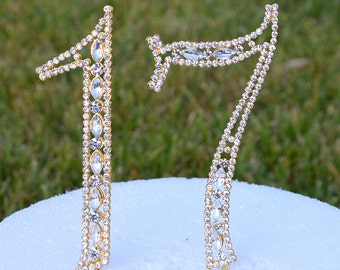 17 Gold Cake Topper - Etsy
