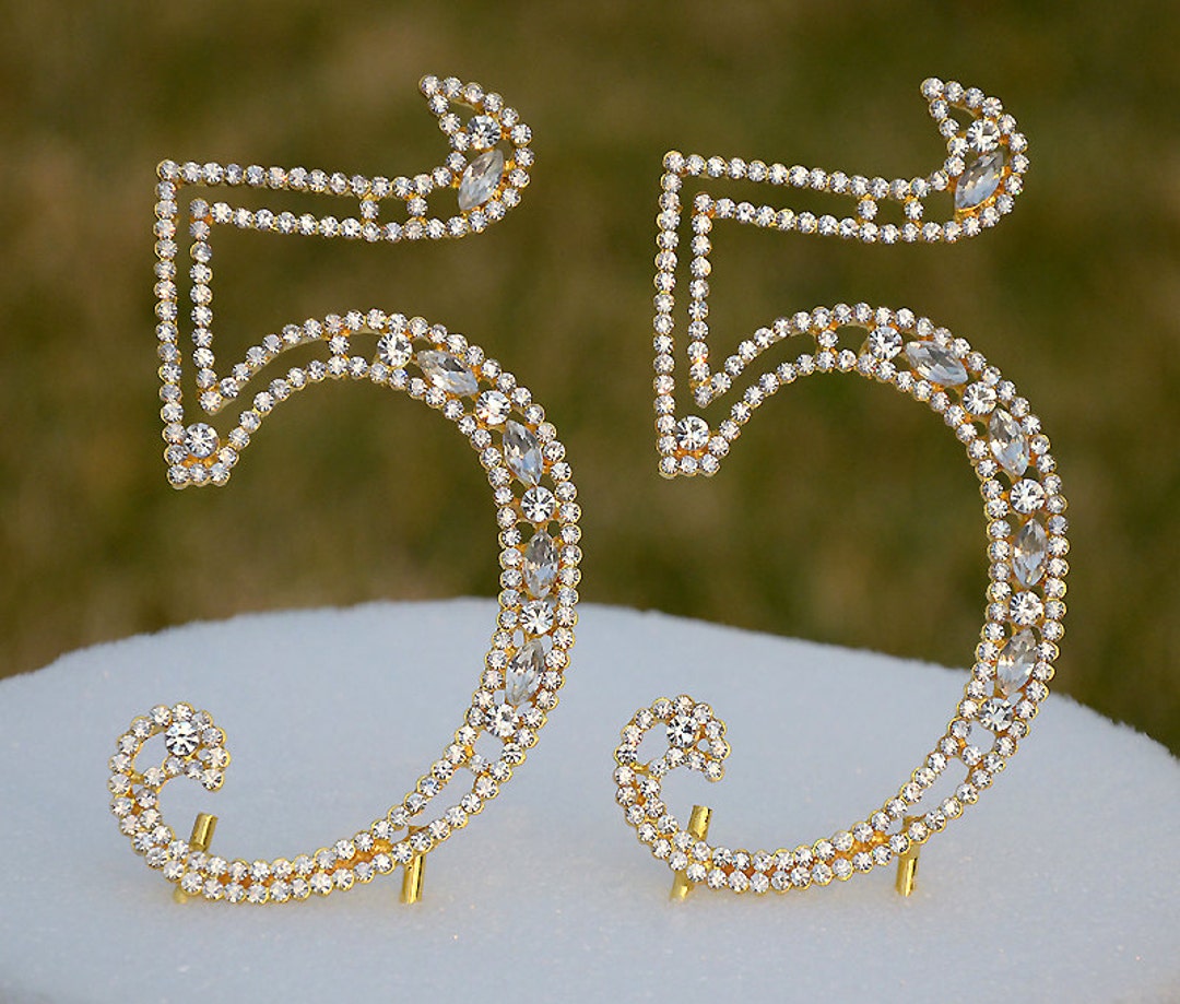 New 5" Gold Rhinestone NUMBER (55) Cake Topper 55th Birthday Parties ...