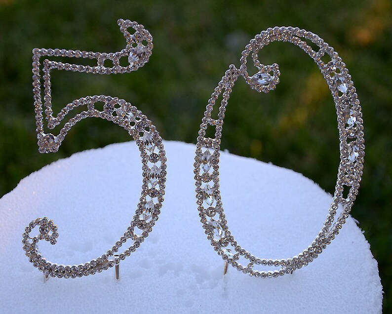 New Large 5 Crystal Rhinestone NUMBER FIFTY 50 Cake - Etsy