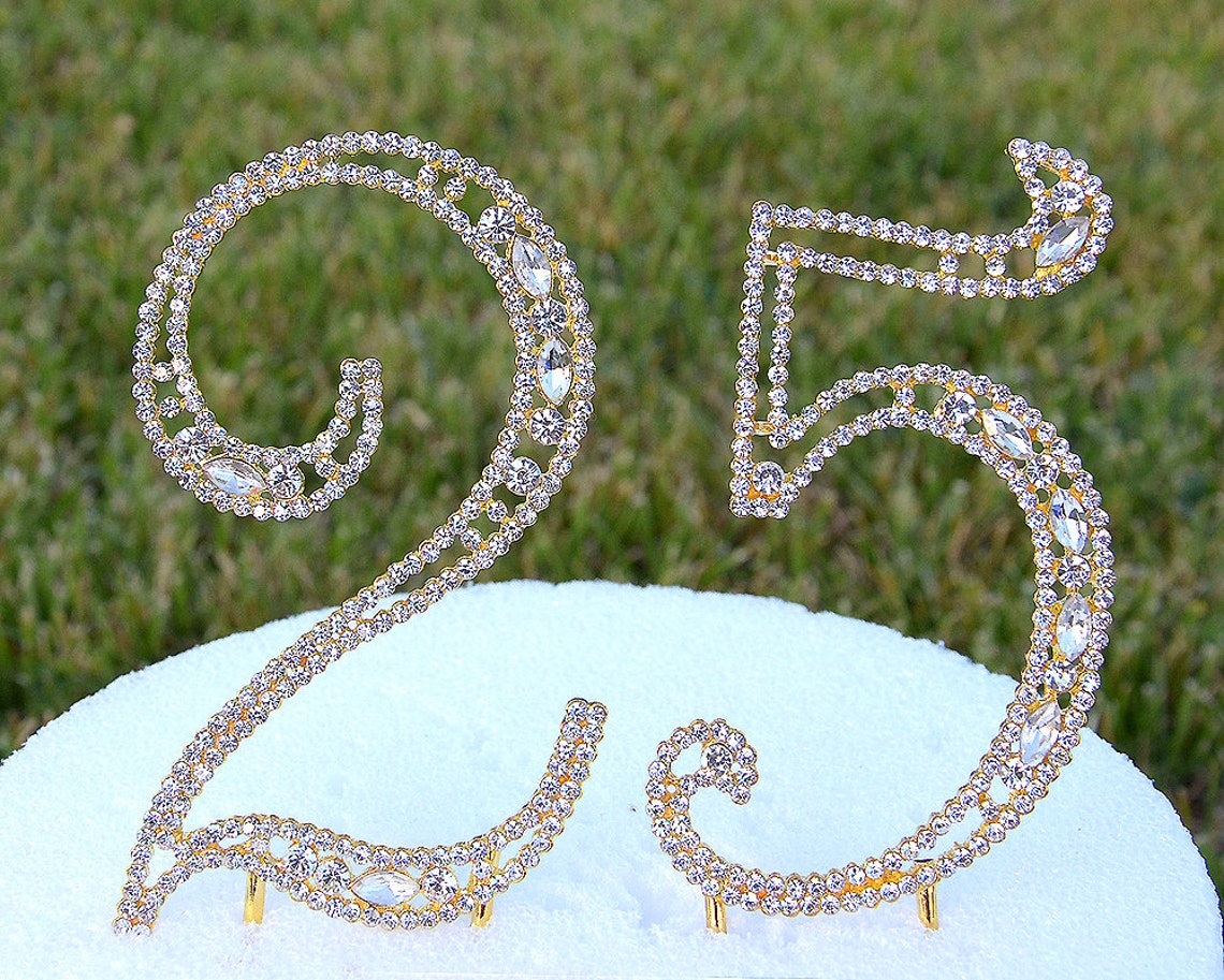 New 5 Gold Crystal Bling Rhinestone NUMBER 25 Cake | Etsy