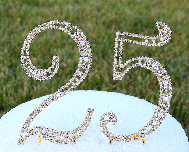 New 5 Gold Crystal Bling Rhinestone NUMBER 25 Cake | Etsy