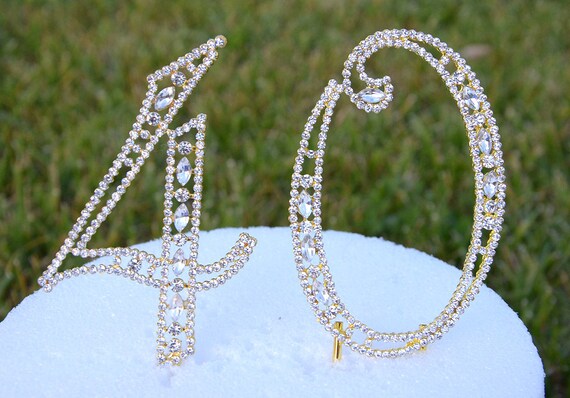 Rhinestone Number 40 Cake Topper Cupcakes Topper Zahl 40 Gold, 12