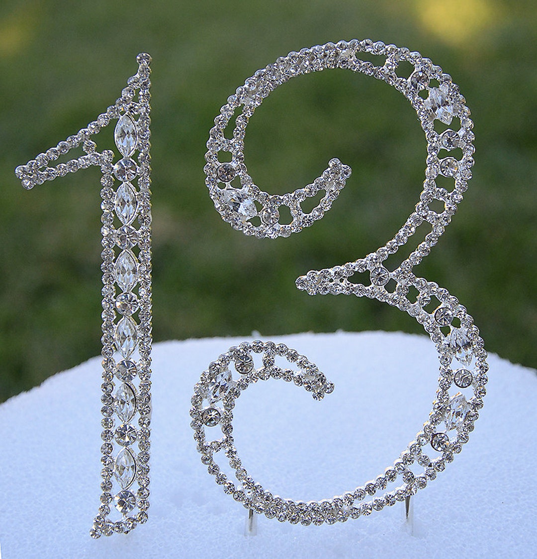 Large 5 Crystal Rhinestone NUMBER THIRTEEN 13 Cake Topper Silver 13th ...