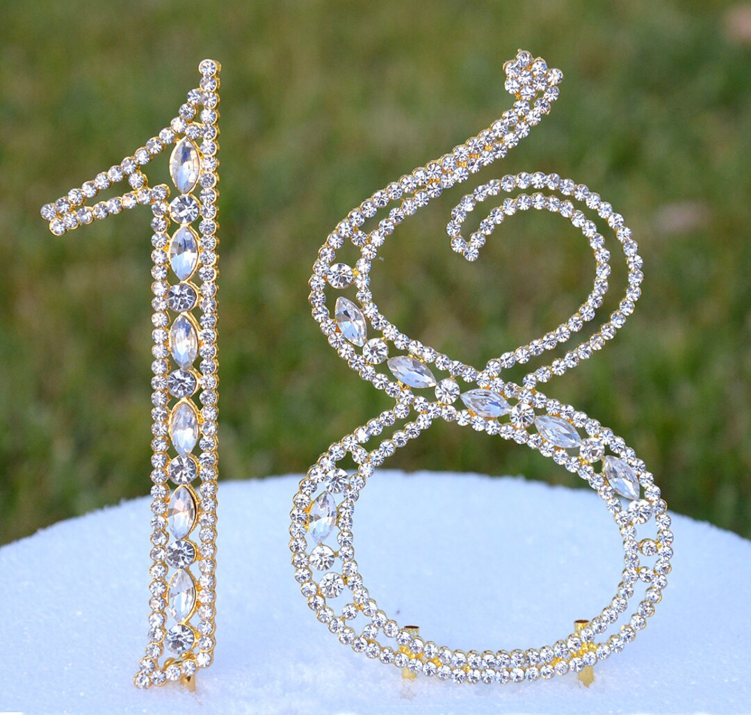 New 5 Gold Rhinestone Number Eighteen 18 Cake Topper 18th Birthday ...