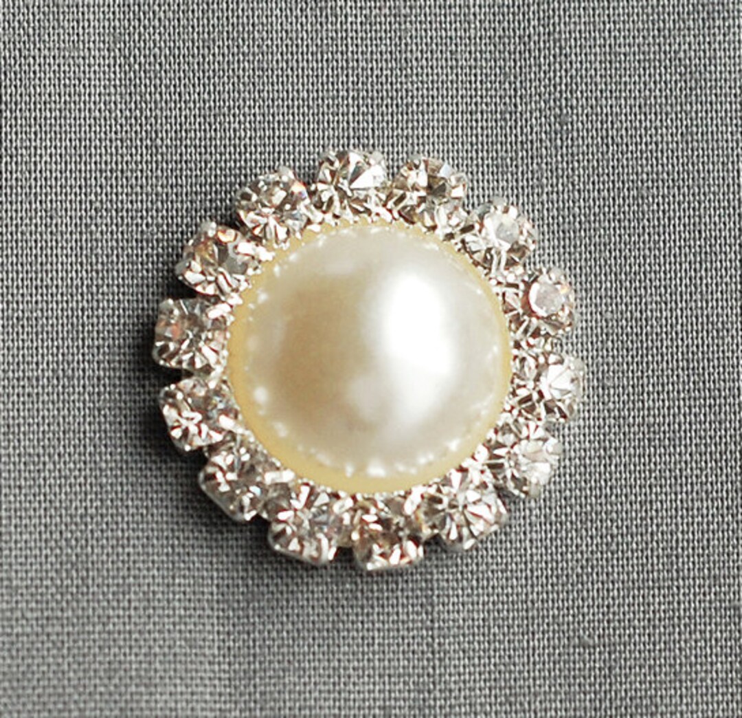 100 Rhinestone Buttons Crystal Pearl Button Wedding Invitation Brooch ...