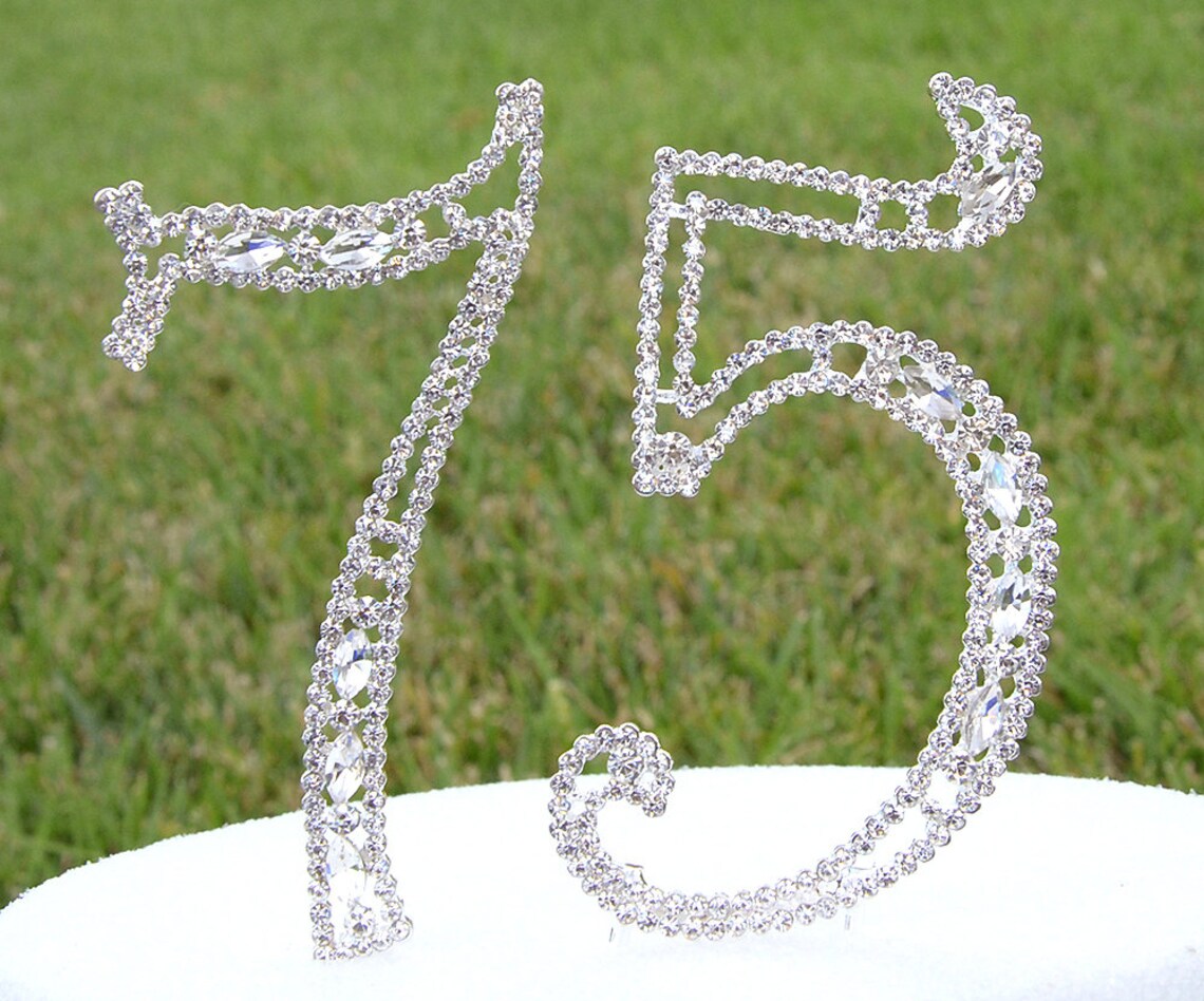 5 Large Silver Rhinestone NUMBER Seventy Five 75 Cake - Etsy