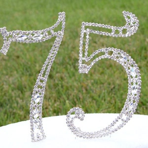 5 Large Silver Rhinestone NUMBER Seventy Five 75 Cake | Etsy