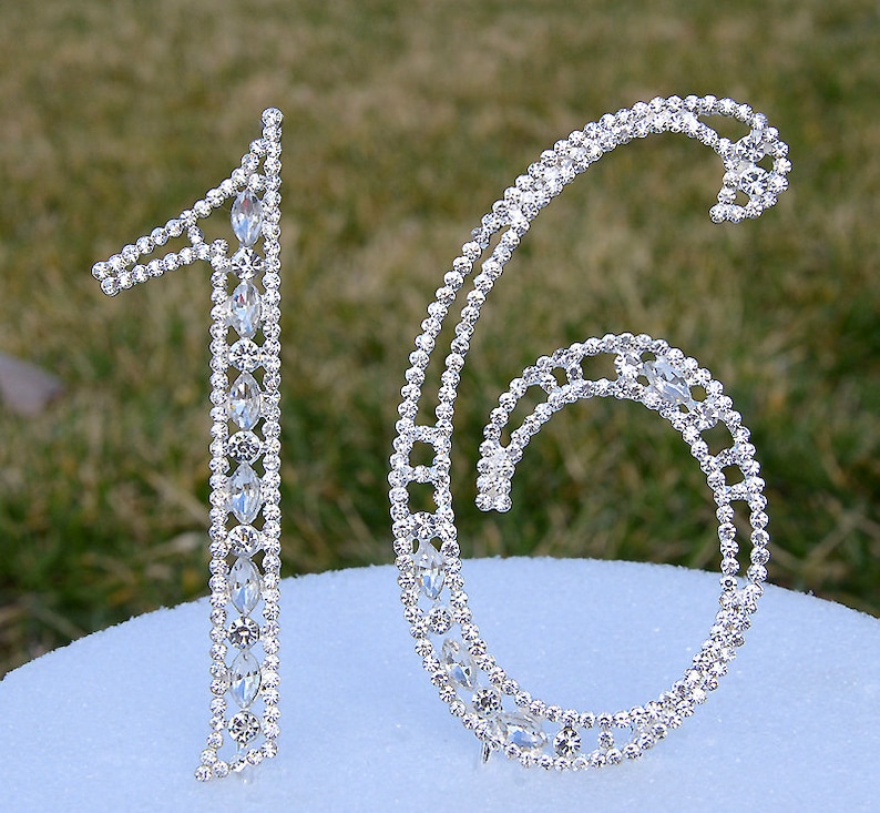 New Large 5 Crystal Rhinestone NUMBER 16 Cake Topper - Etsy