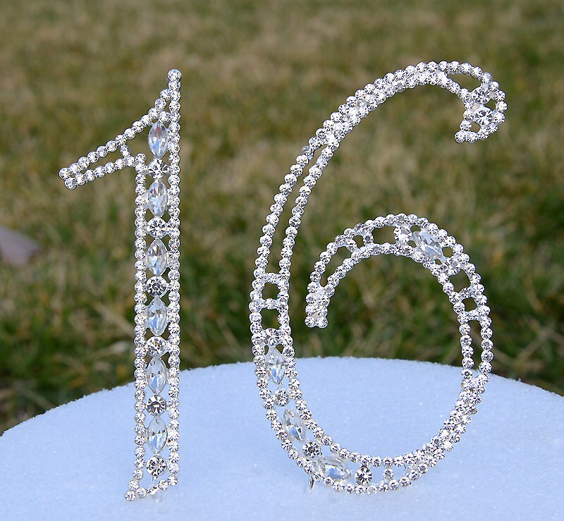 New Large 5 Crystal Rhinestone NUMBER 16 Cake Topper - Etsy