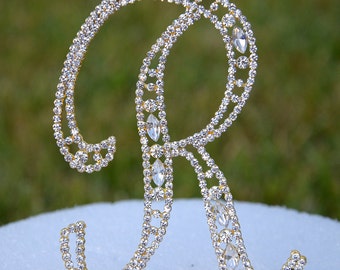 Large 5 Crystal Rhinestone Silver Cake Topper Letter - Etsy