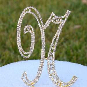 Large 5 Crystal Rhinestone Gold Cake Topper Letter - Etsy