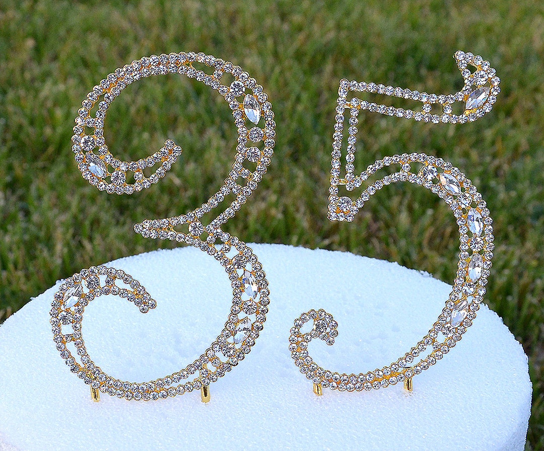 New 5" Gold Crystal Bling Rhinestone NUMBER (35) Thirty Five Cake ...