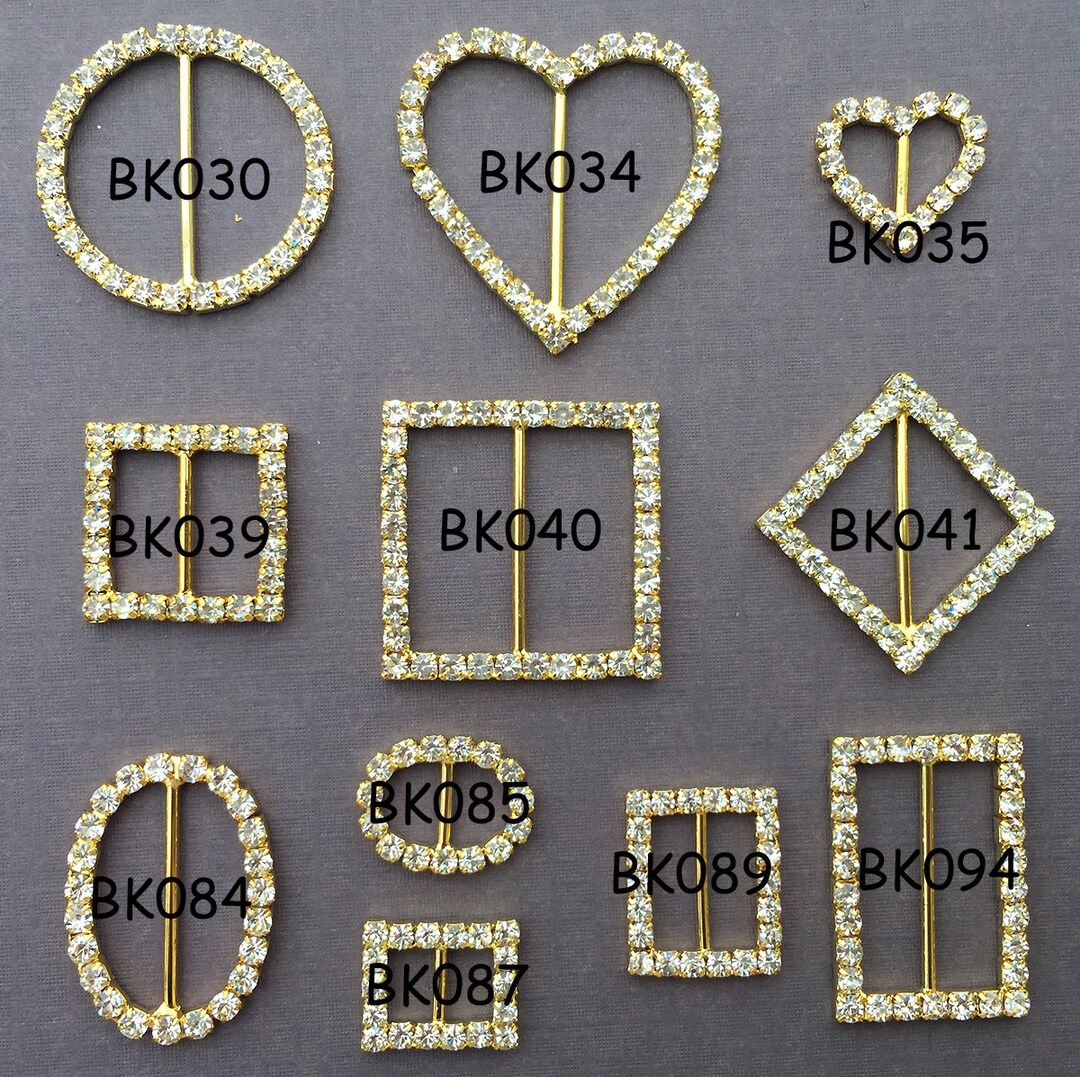 100 Pcs Crystal Rhinestone Gold Buckle Square Rectangle Round Oval ...