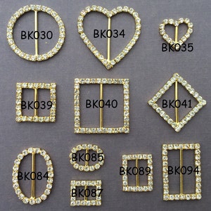 100 Pcs Crystal Rhinestone Gold Buckle Square Rectangle Round Oval ...