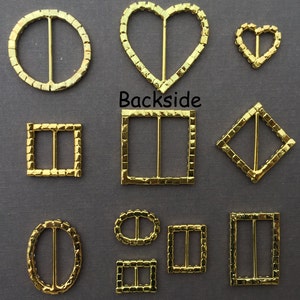 100 Pcs Crystal Rhinestone Gold Buckle Square Rectangle Round Oval ...