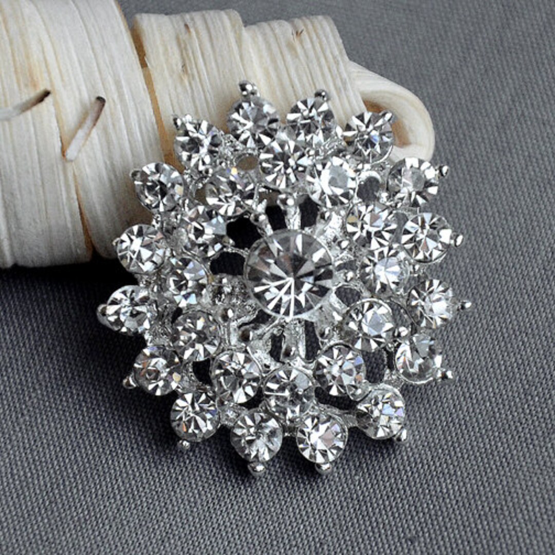 50 Rhinestone Buttons Crystal Button Wedding Invitation Brooch Bouquet ...