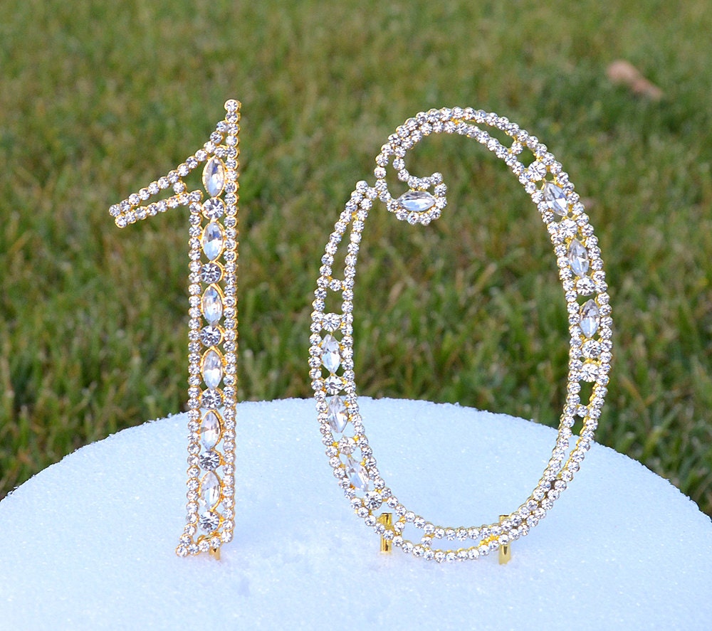 New 5 Gold Crystal Bling Rhinestone NUMBER 10 Ten Cake - Etsy