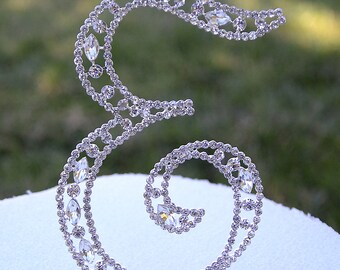 Rhinestone Crystal Monogram Wedding Cake Topper Initial Letter - Etsy