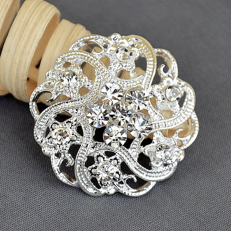 50 Pcs Rhinestone Buttons Brooches Assortment Large Embellishment Set ...