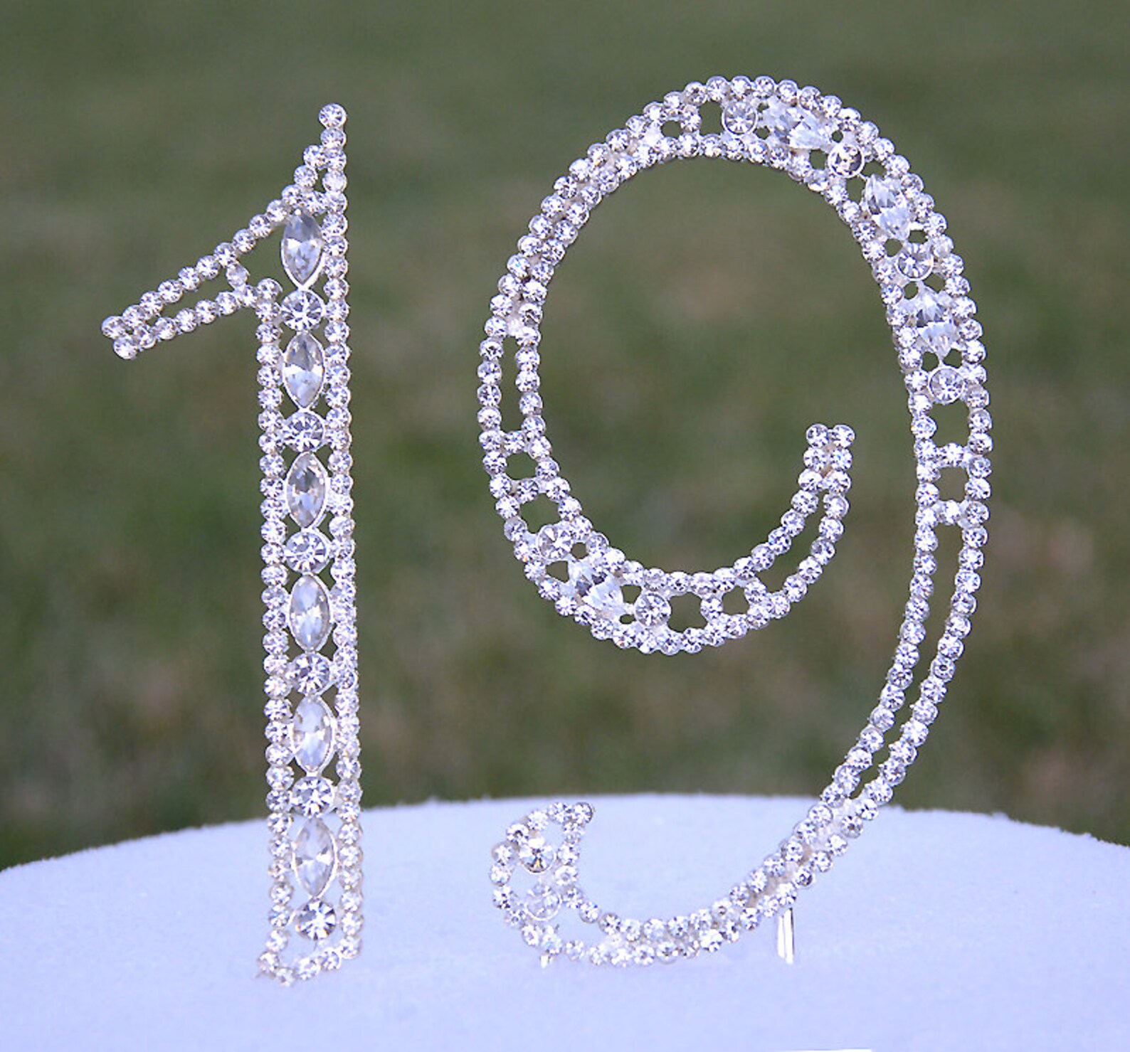 New Large 5 Crystal Rhinestone NUMBER 19 Cake Topper Silver 19th ...