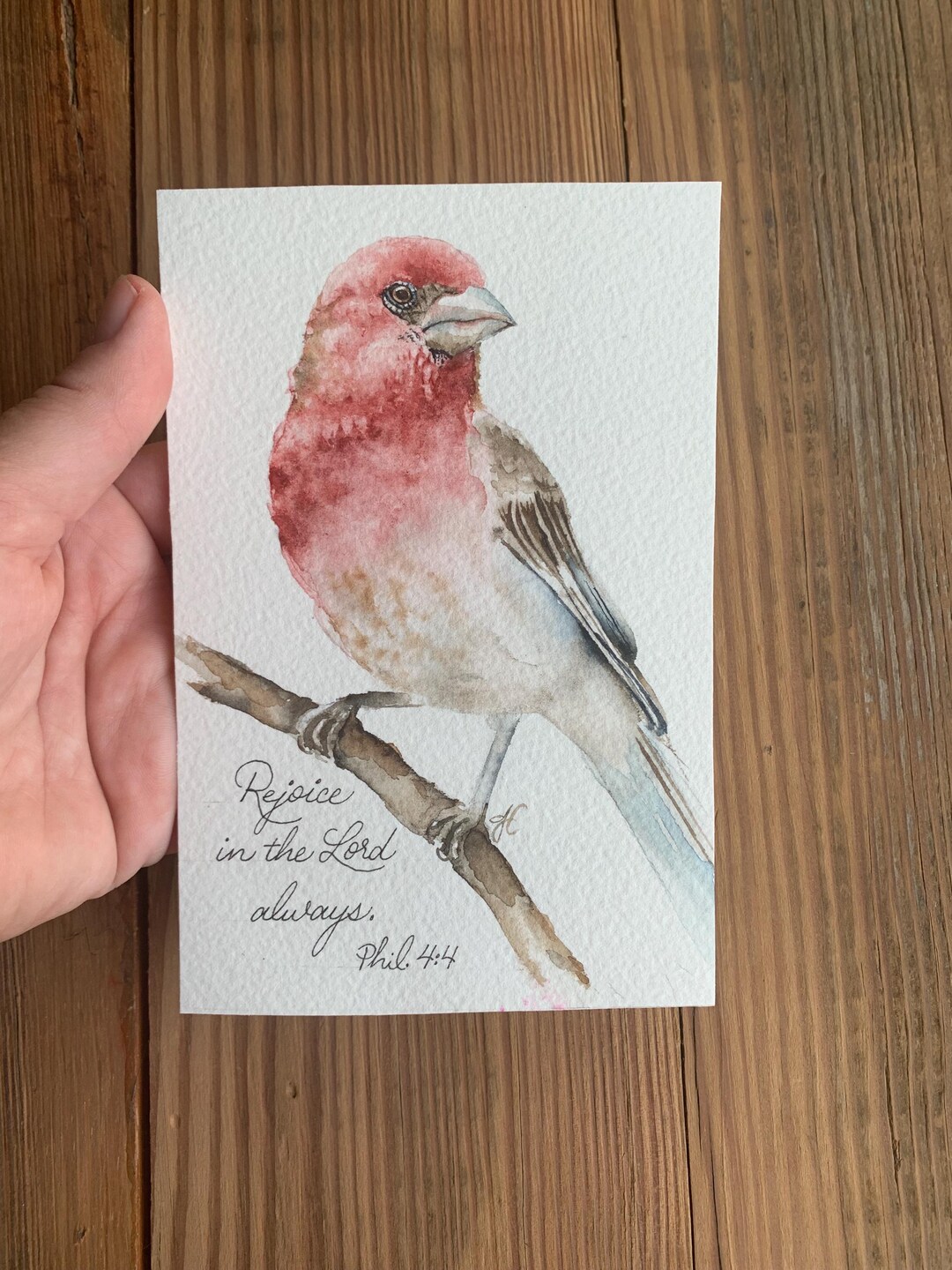 Red Finch, Philippians 4:4, Rejoice in the Lord Always, Bird Painting ...