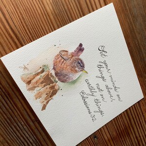 Colossians 3:2 Set Your Minds on Things Above, Original Watercolor Wren ...