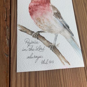 Red Finch, Philippians 4:4, Rejoice in the Lord Always, Bird Painting ...